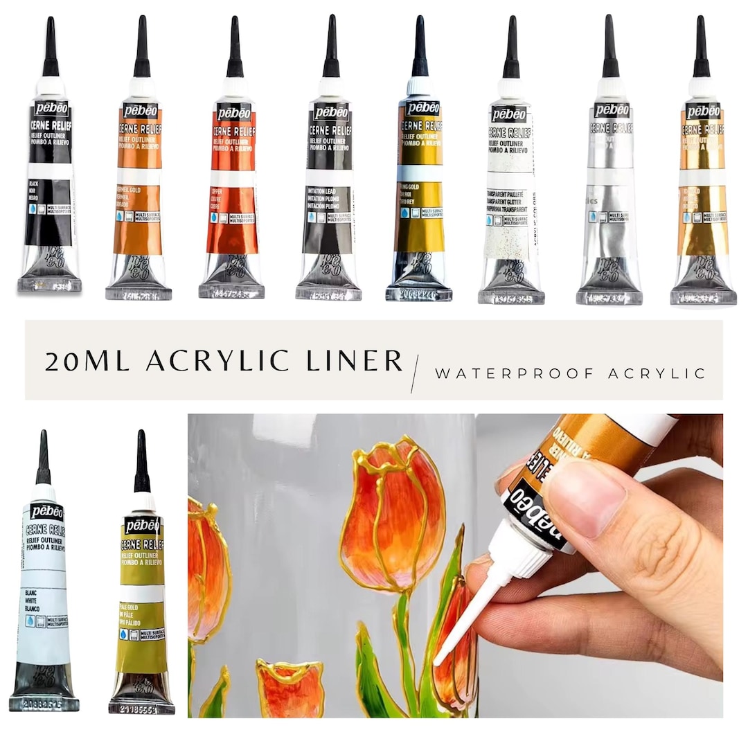 Pebeo 20 ML Waterproof Acrylic Contour Liner, Acrylic Liner for Wood ...