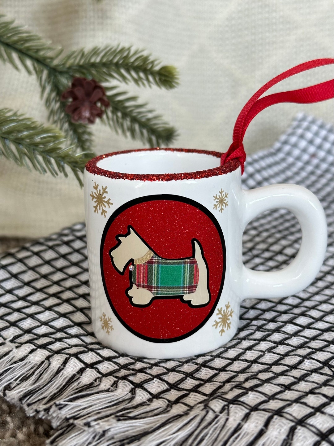 WHEATEN Scottie Dog Scottish Terrier Ceramic JOY Mug Cup Christmas ...