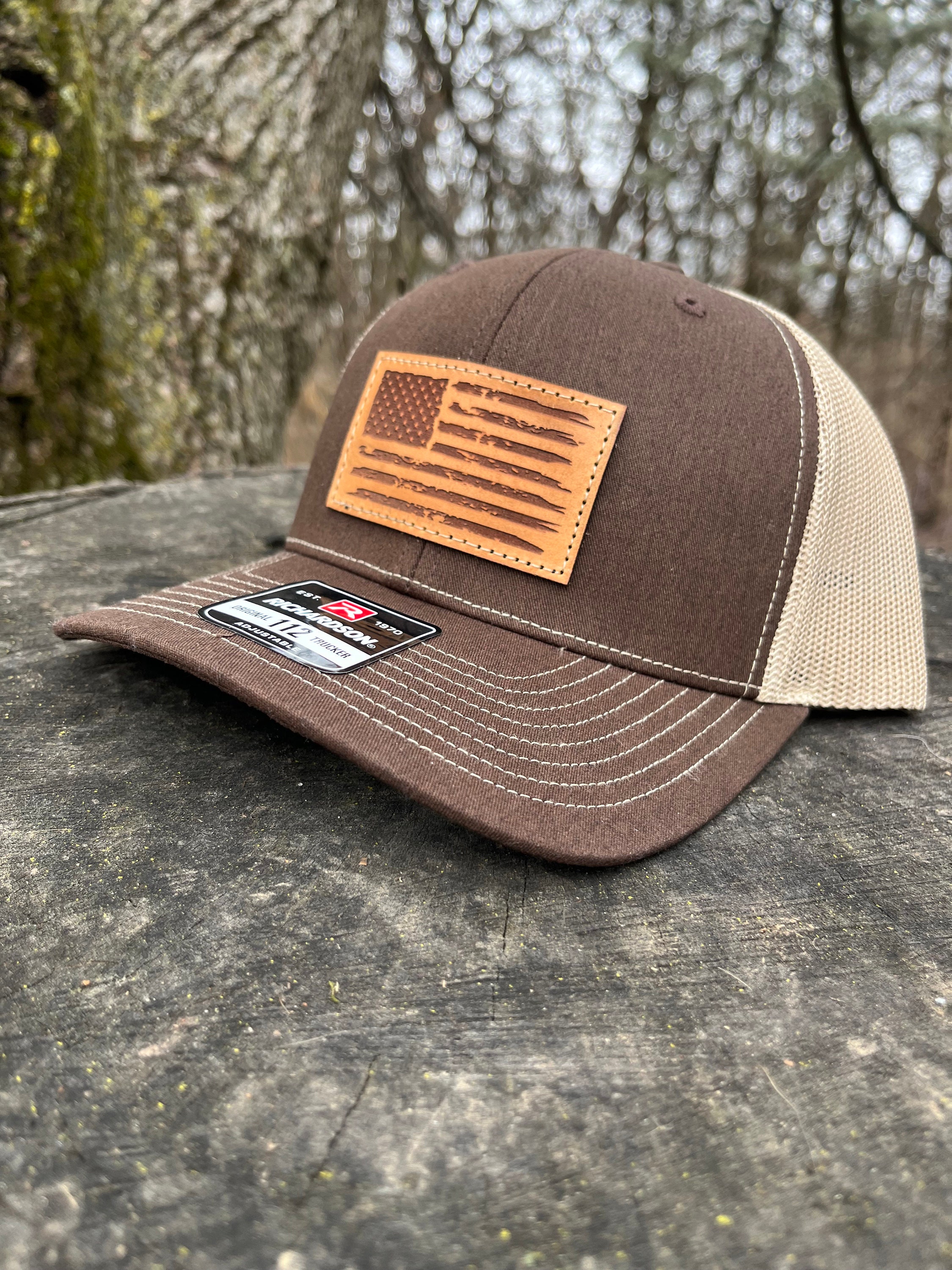 American Flag Leather Patch Hats - Etsy