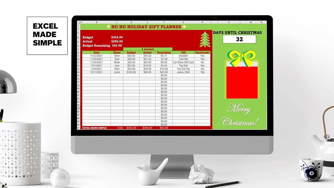 CHRISTMAS GIFT TRACKER - Ho Ho Holiday Gift Planner Spreadsheet ...