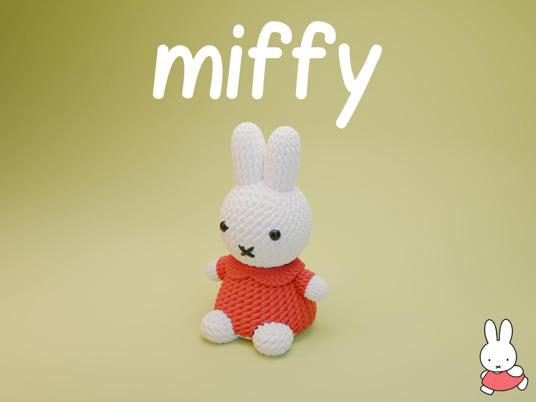 Miffy Crochet - Cute Knitted Miffy Figure - 3D Printed Bunny - Etsy