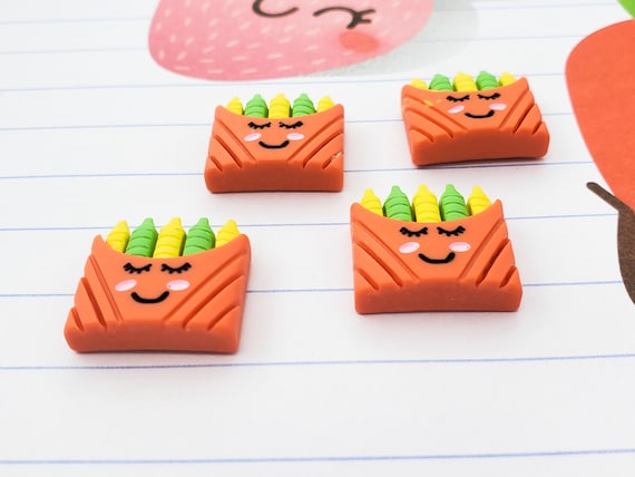 Set of 4 Cute Crayon Box Kids School Kawaii Resin Cabochon | Etsy
