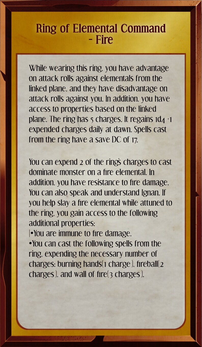 Ring of Elemental Command Fire RPG Prop - Etsy