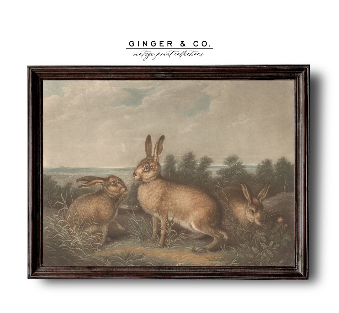 Hares in a Landscape - PRINTABLE DIGITAL DOWNLOAD - French Country Wall ...