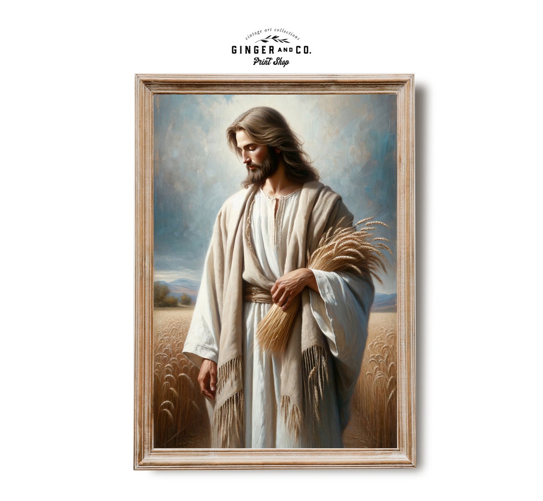 Jesus Christ Oil Painting - Christian Easter Print, Jesus in a Wheat ...