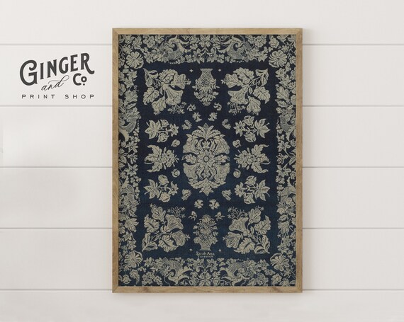 Blue Decorative Textile Design PRINTABLE DIGITAL DOWNLOAD - Etsy