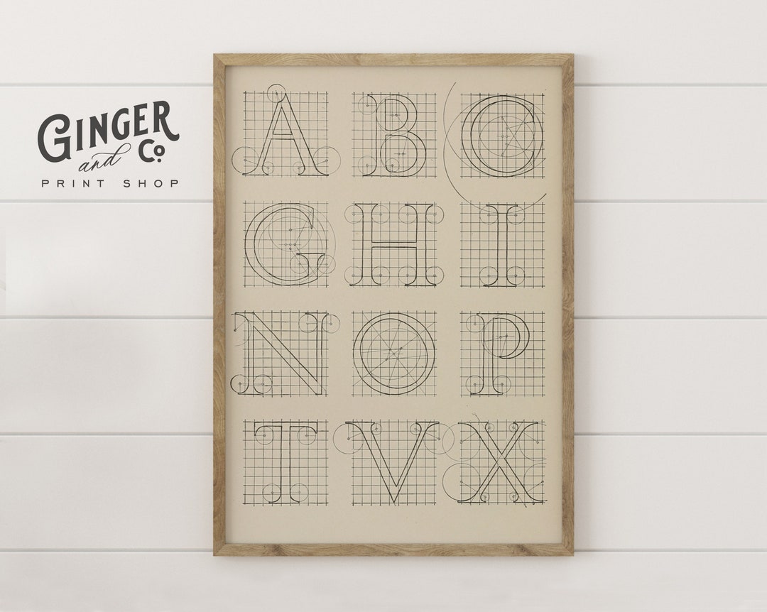 Font Style Letters Alphabet Type Graph -- PRINTABLE DIGITAL DOWNLOAD ...