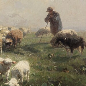 Vintage Sheep Print - Fine Art Oil Painting, Equestrian Wall Art, Gicée ...