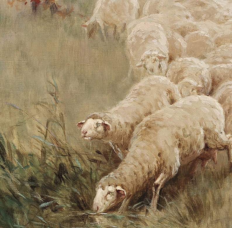 Vintage Sheep Painting PRINTABLE DIGITAL DOWNLOAD English - Etsy