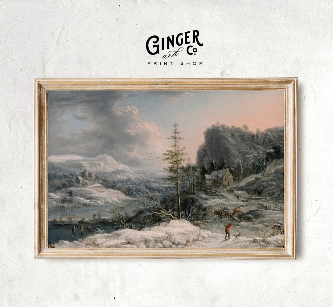 A Winter Scene -- PRINTABLE DIGITAL DOWNLOAD -- Vintage Winter Print ...