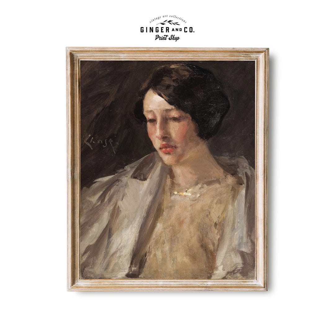 Portrait of Esther - Female Figure Vintage Oil Painting - Giclée Canvas ...