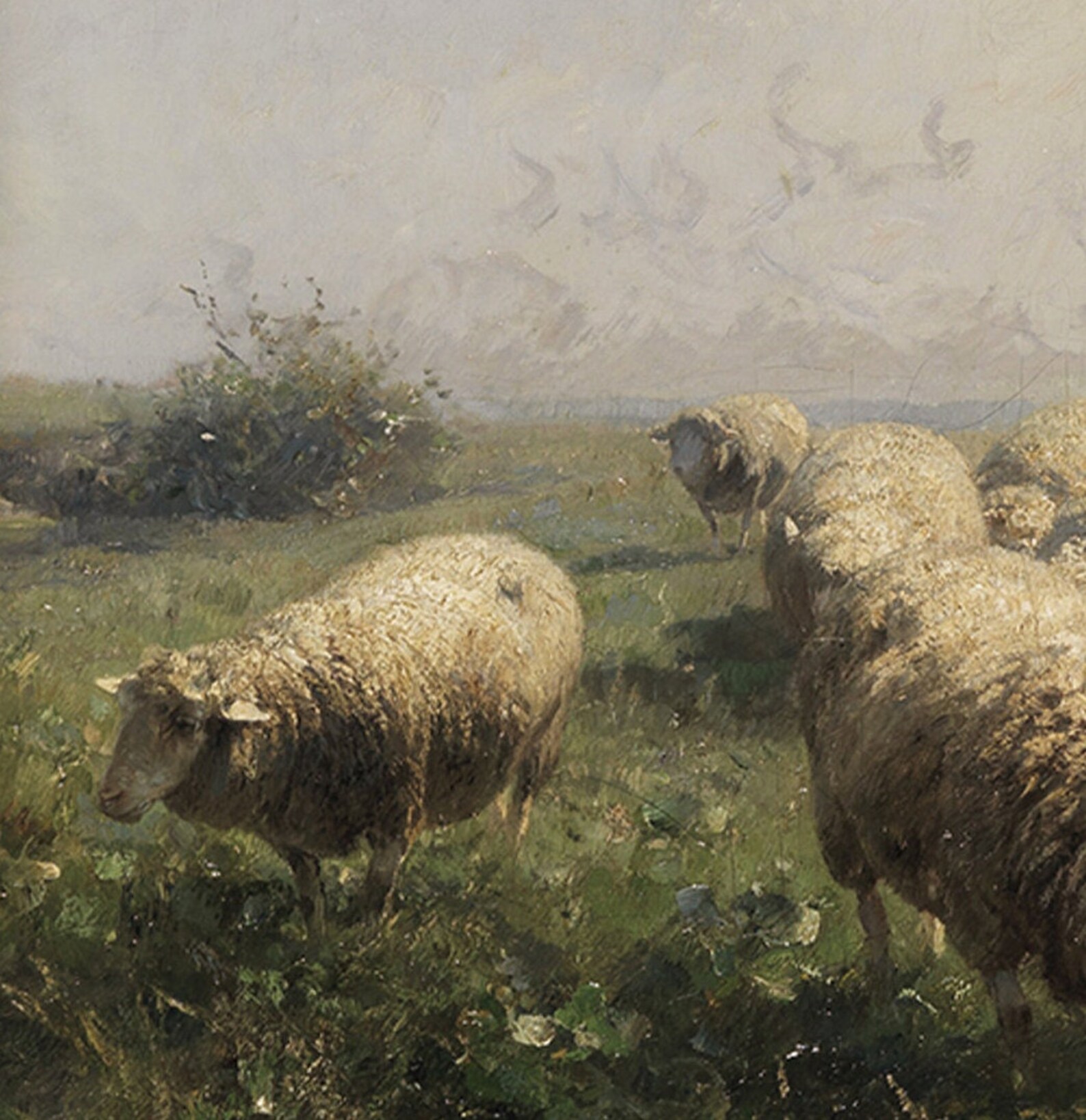 Vintage Sheep Print Fine Art Oil Painting, Equestrian Wall Art, Gicée ...