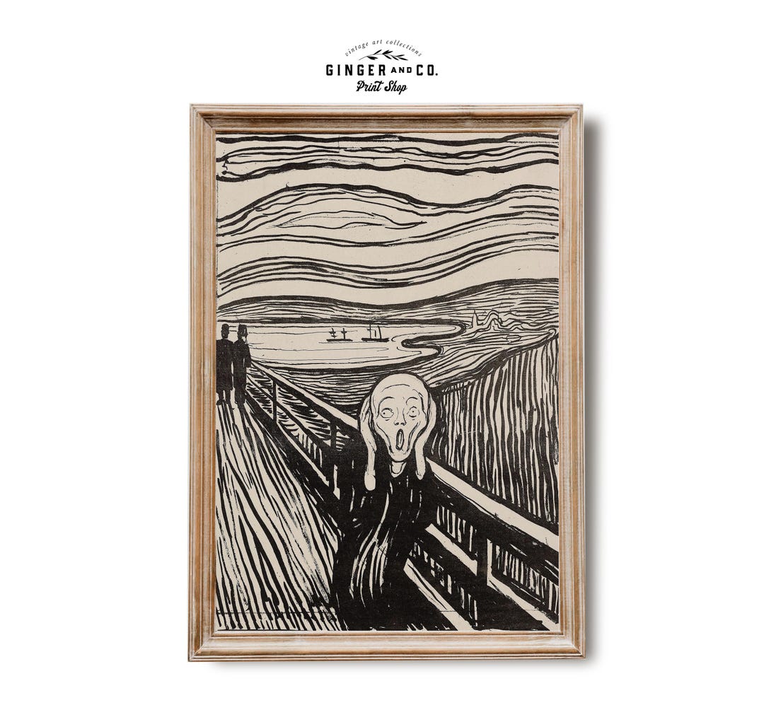 The Scream -- Halloween Wall Art, Vintage Drawing -- Printable DOWNLOAD ...