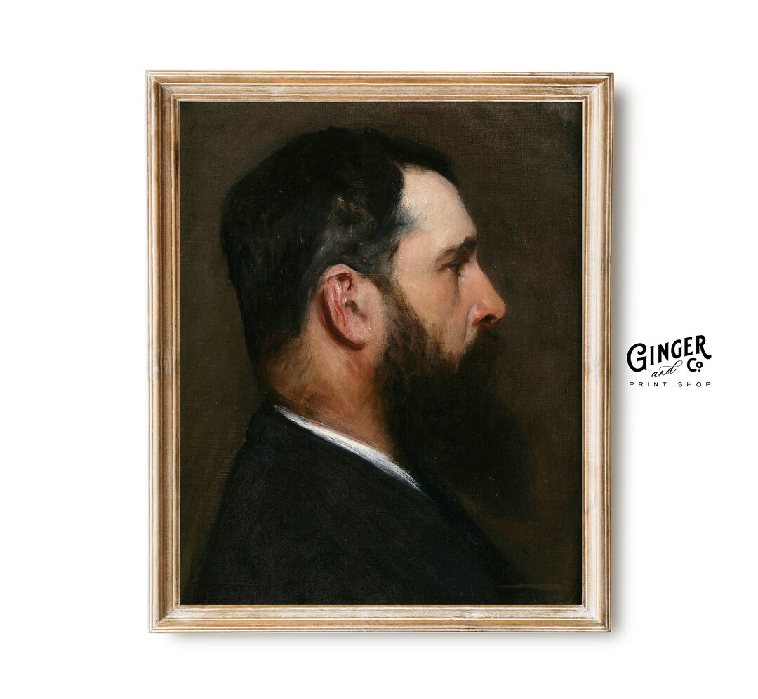 Claude Monet Vintage Portrait Painting Male Portrait, Moody Wall Art ...