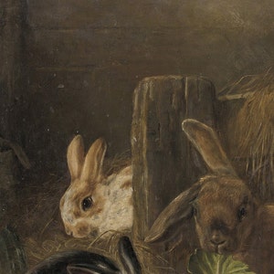 Vintage Rabbit Painting - PRINTABLE DIGITAL DOWNLOAD - French Country ...