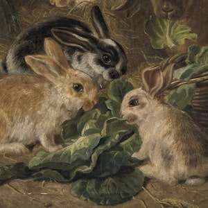 Vintage Rabbit Painting - PRINTABLE DIGITAL DOWNLOAD - French Country ...