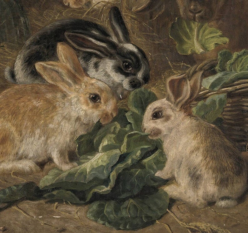 Vintage Rabbit Painting PRINTABLE DIGITAL DOWNLOAD French - Etsy