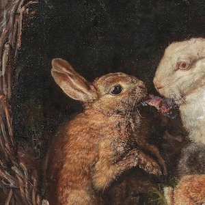 Family of Rabbits Vintage Oil Painting -- PRINTABLE DIGITAL DOWNLOAD ...