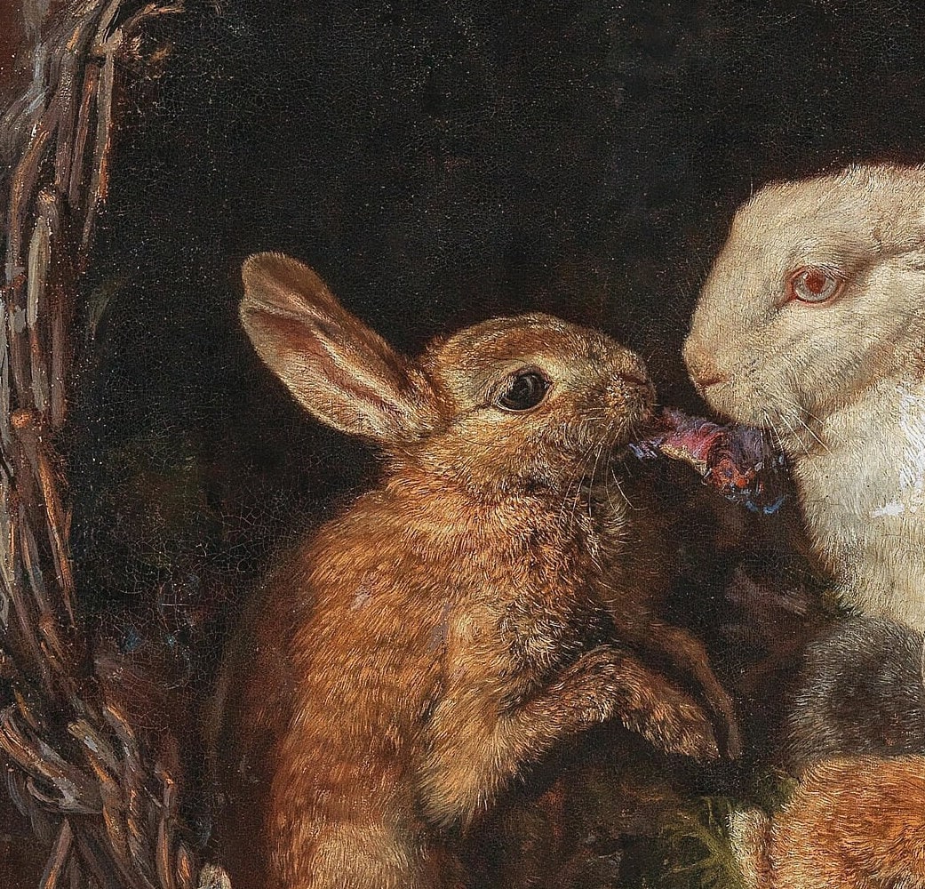 Family of Rabbits Vintage Oil Painting PRINTABLE DIGITAL - Etsy