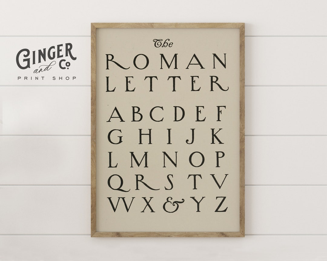 Roman Letter Alphabet Type Chart -- PRINTABLE DIGITAL DOWNLOAD 19th ...
