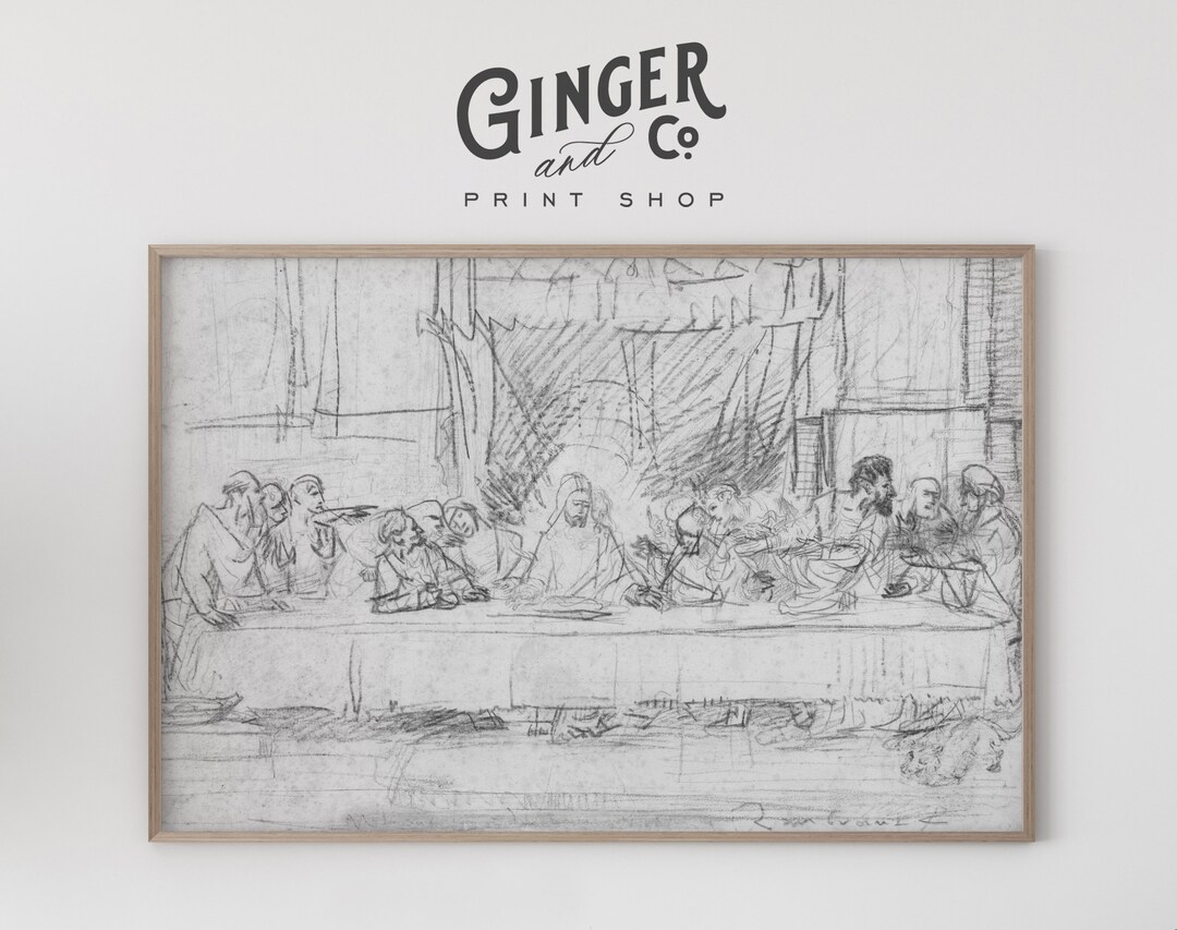 The Last Supper Drawing Rembrandt Vintage Fine Art Drawing Sketch ...
