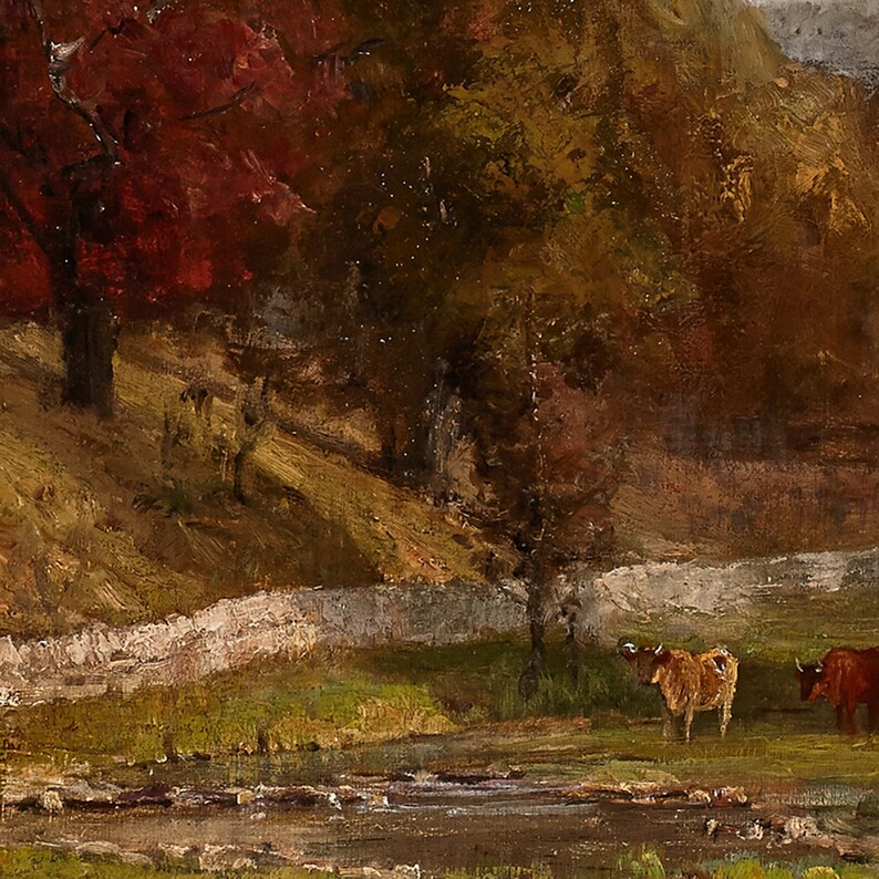 Oak Trees in an Autumn Landscape Moody Vintage Landscape - Etsy