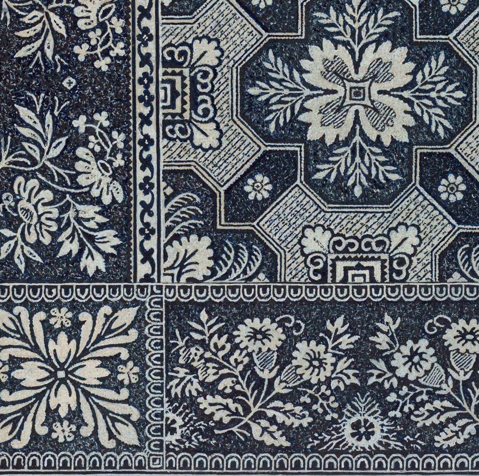Blue Geometric Floral Coverlet Textile Design - PRINTABLE DIGITAL ...