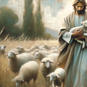Jesus is the Good Shepherd - Christian Art for Frame TV - Vintage Oil ...