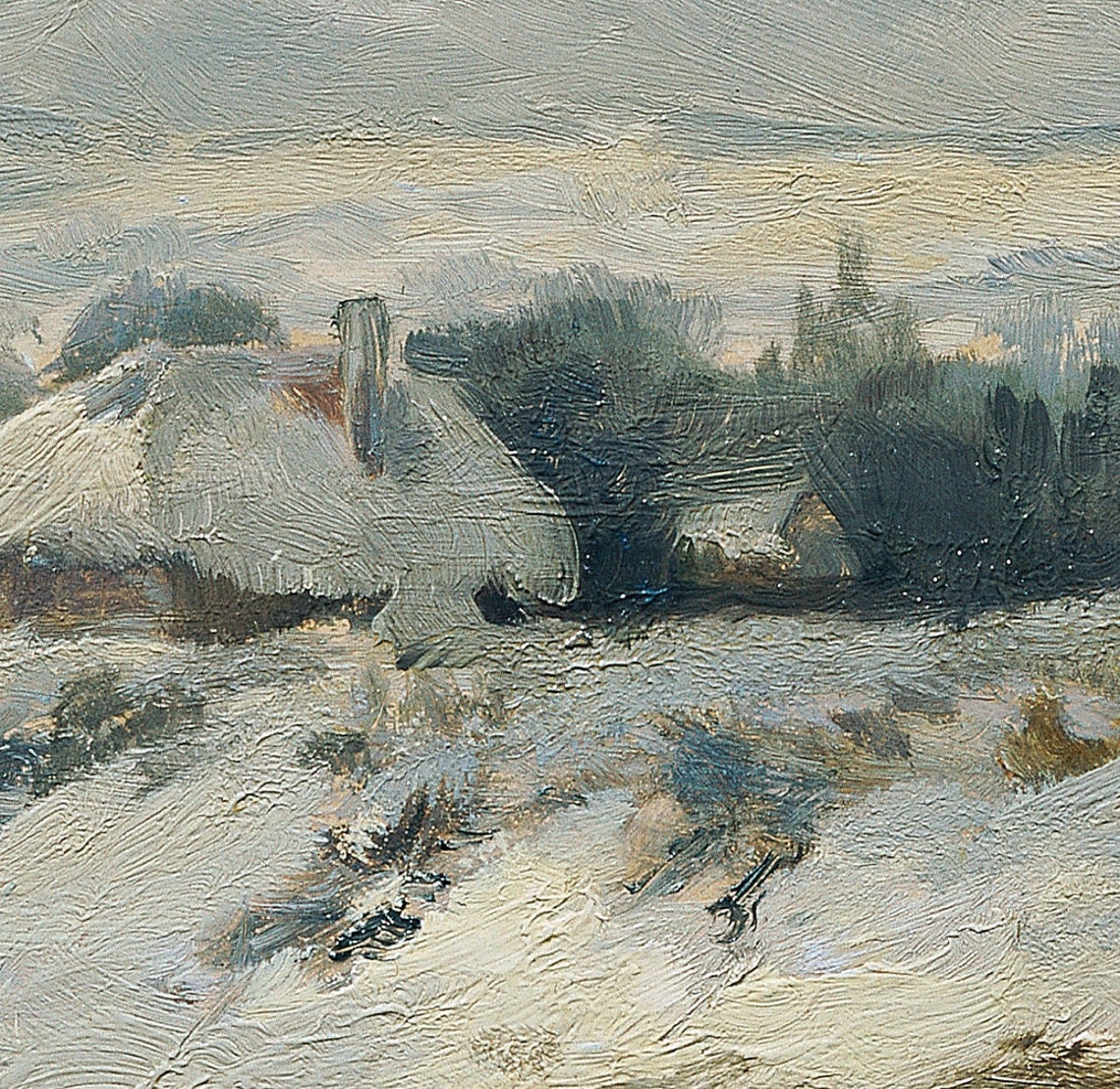 Cottage Under Snow - PRINTABLE DIGITAL DOWNLOAD - Winter Landscape Oil ...