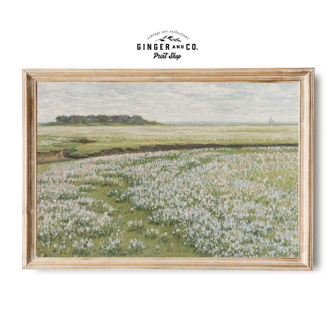 Spring Landscape With Field of Blooming Clover - PRINTABLE DIGITAL ...