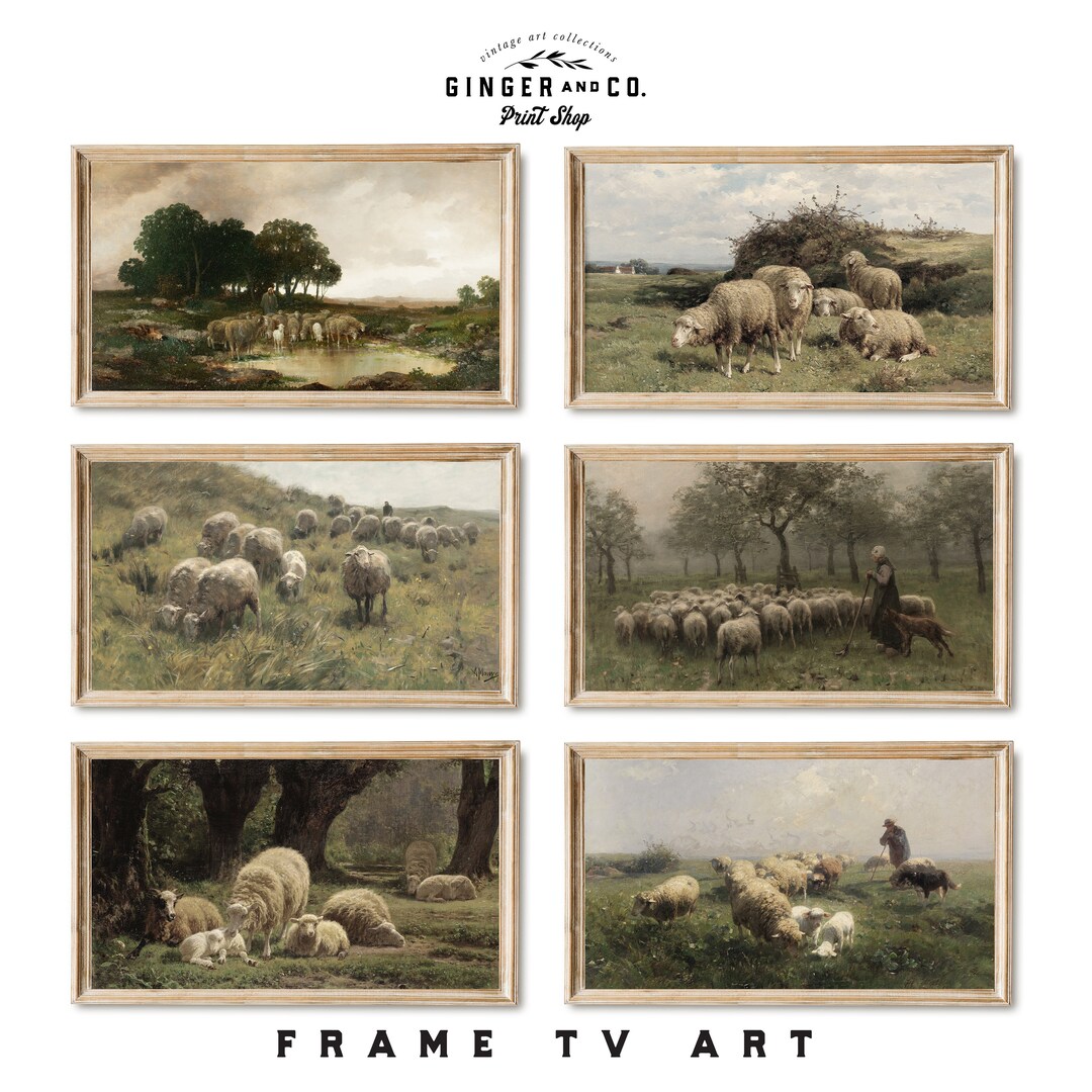 Sheep Frame TV Art - Vintage Oil Painting, Samsung Frame TV Art ...