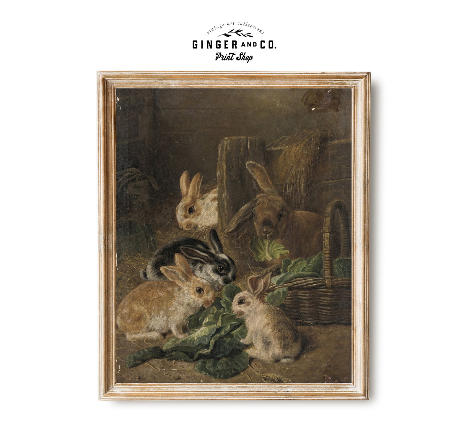 Vintage Rabbit Painting - PRINTABLE DIGITAL DOWNLOAD - French Country ...