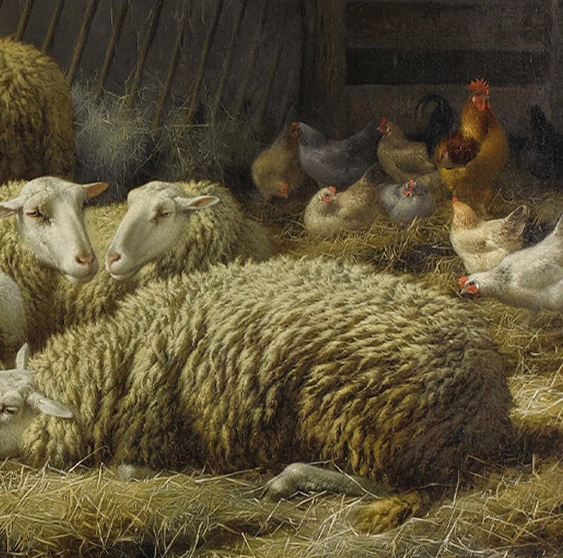 Vintage Sheep Painting PRINTABLE DIGITAL DOWNLOAD Farmyard - Etsy