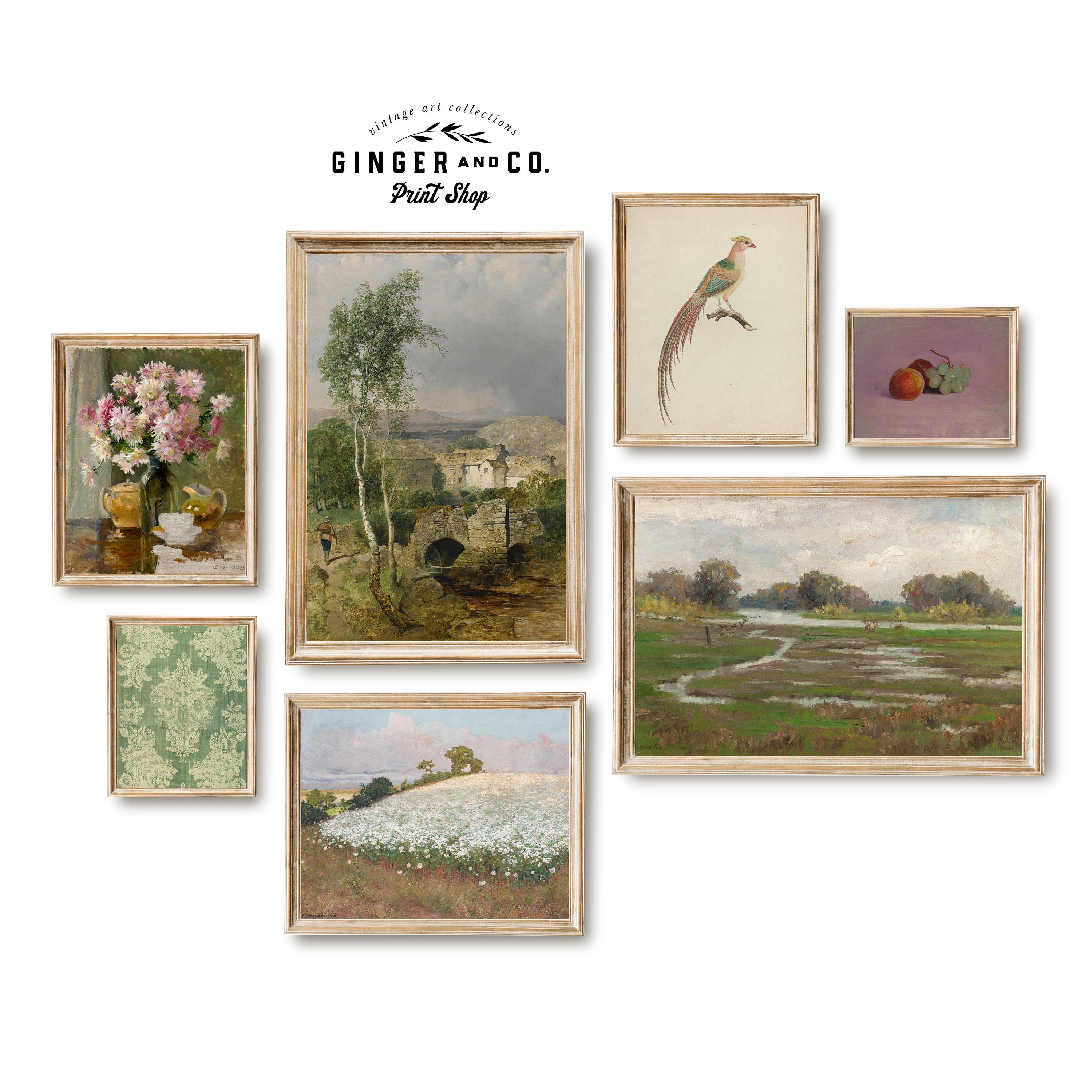 Vintage Spring Gallery Wall Art Prints Set 4 - PRINTABLE DIGITAL ...