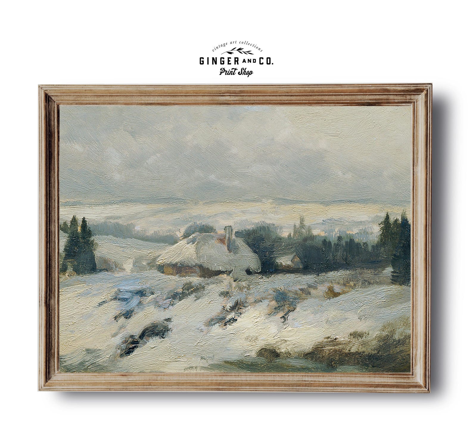 Cottage Under Snow - PRINTABLE DIGITAL DOWNLOAD - Winter Landscape Oil ...