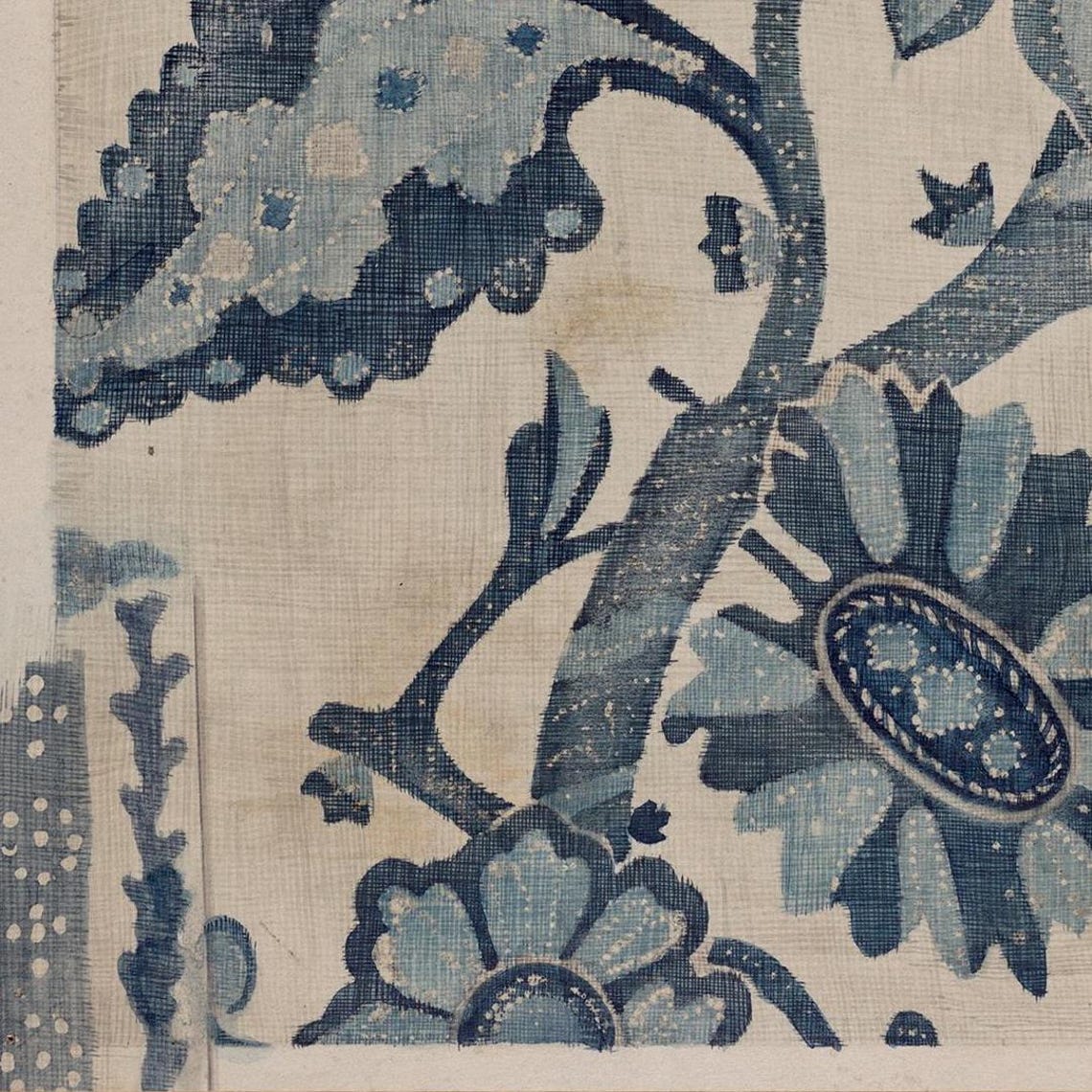 Blue Floral Printed Linen Textile Design - PRINTABLE DIGITAL DOWNLOAD ...