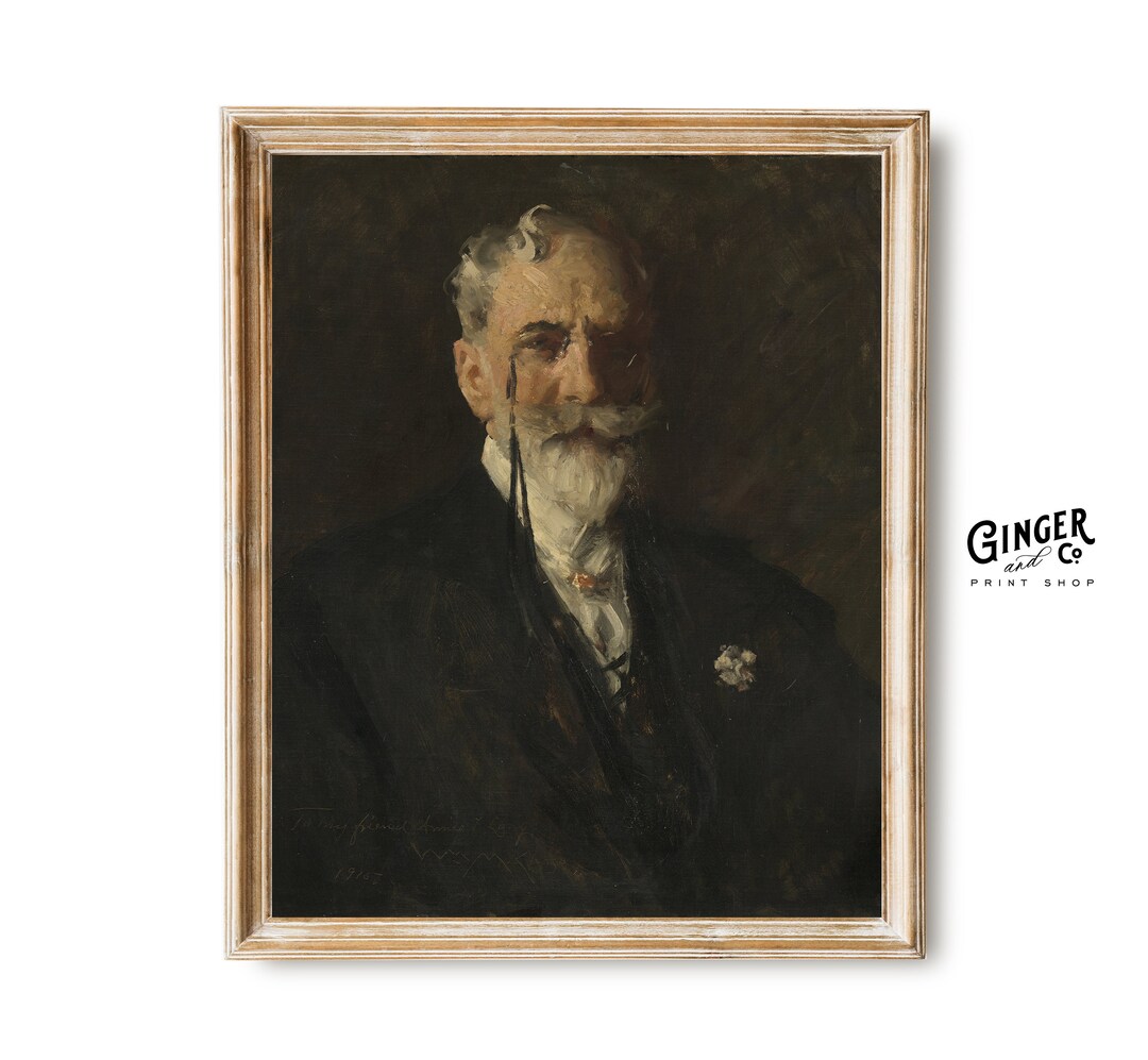 William Merritt Chase -- Vintage Male Portrait Painting, Moody Wall Art ...