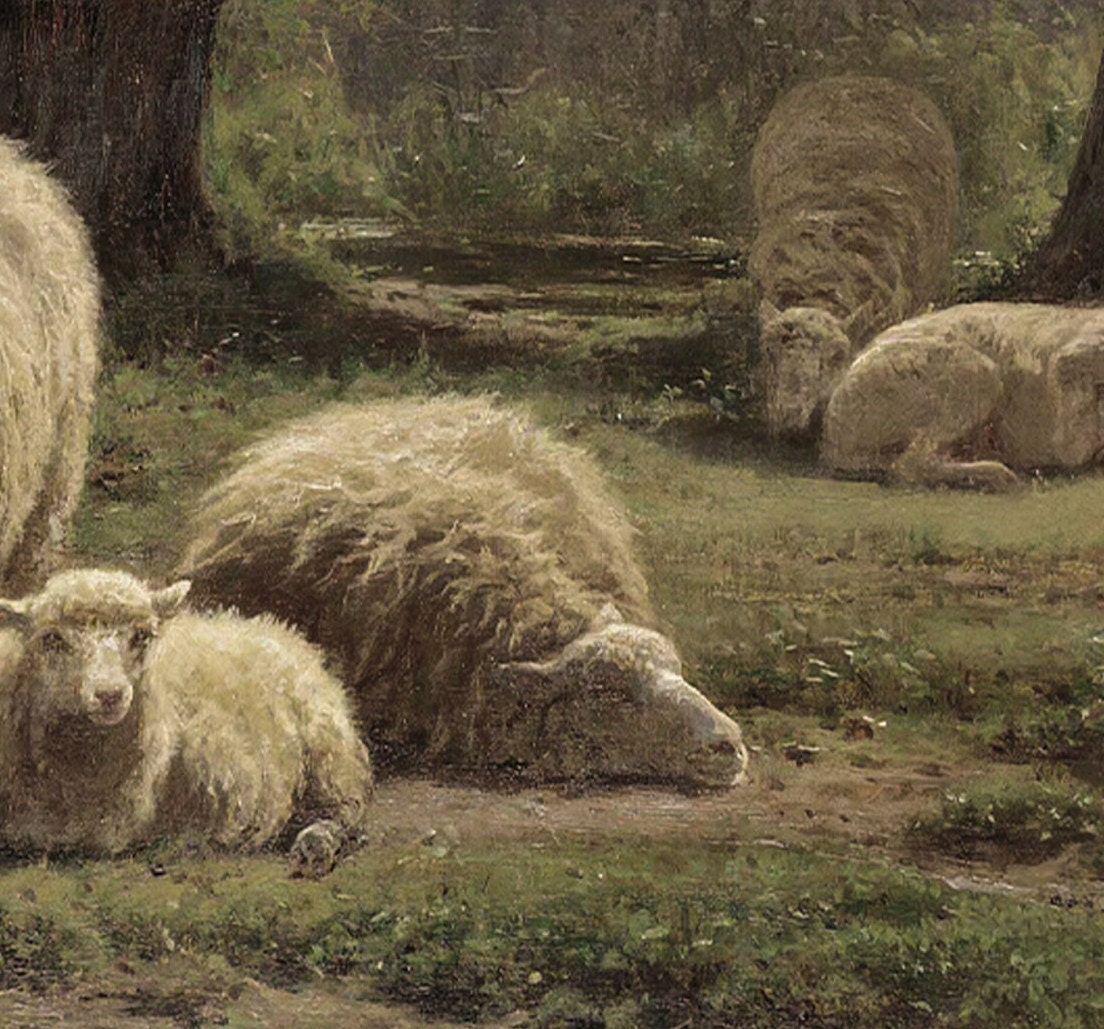 Vintage Sheep Painting - PRINTABLE FINE ART - French Country Cottage ...