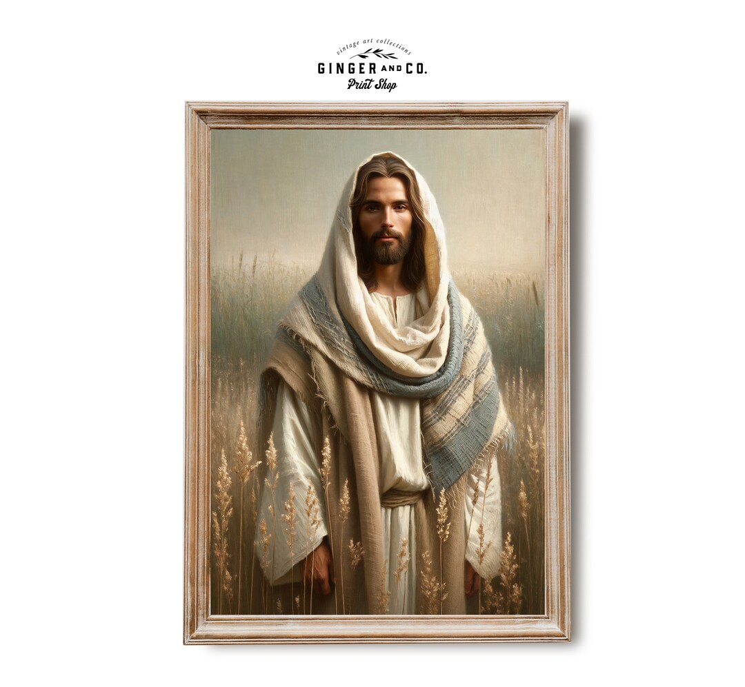 Jesus Christ Oil Painting - Christian Easter Print, Jesus in a Neutral ...
