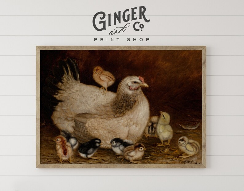 Mother Hen and Chicks PRINTABLE DIGITAL DOWNLOAD Farmhouse | Etsy