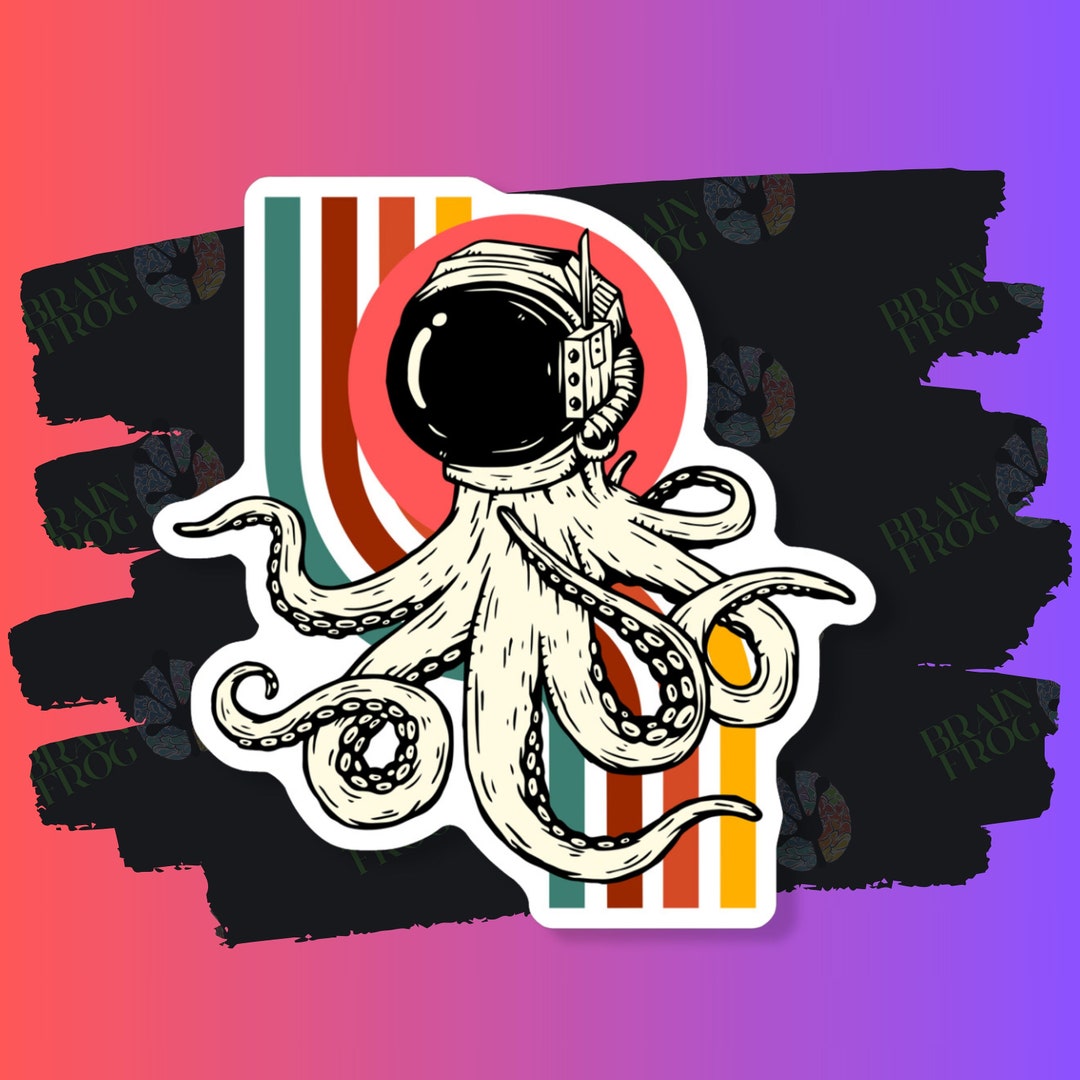 Retro Octopus | Water & UV Resistant Vinyl Die Cut Sticker, Laptop ...