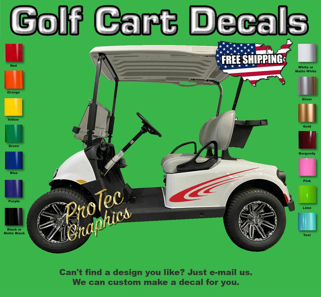 Golf Cart Vinyl Decal Graphics - Right, Left & Front – Complete Set, (4 ...
