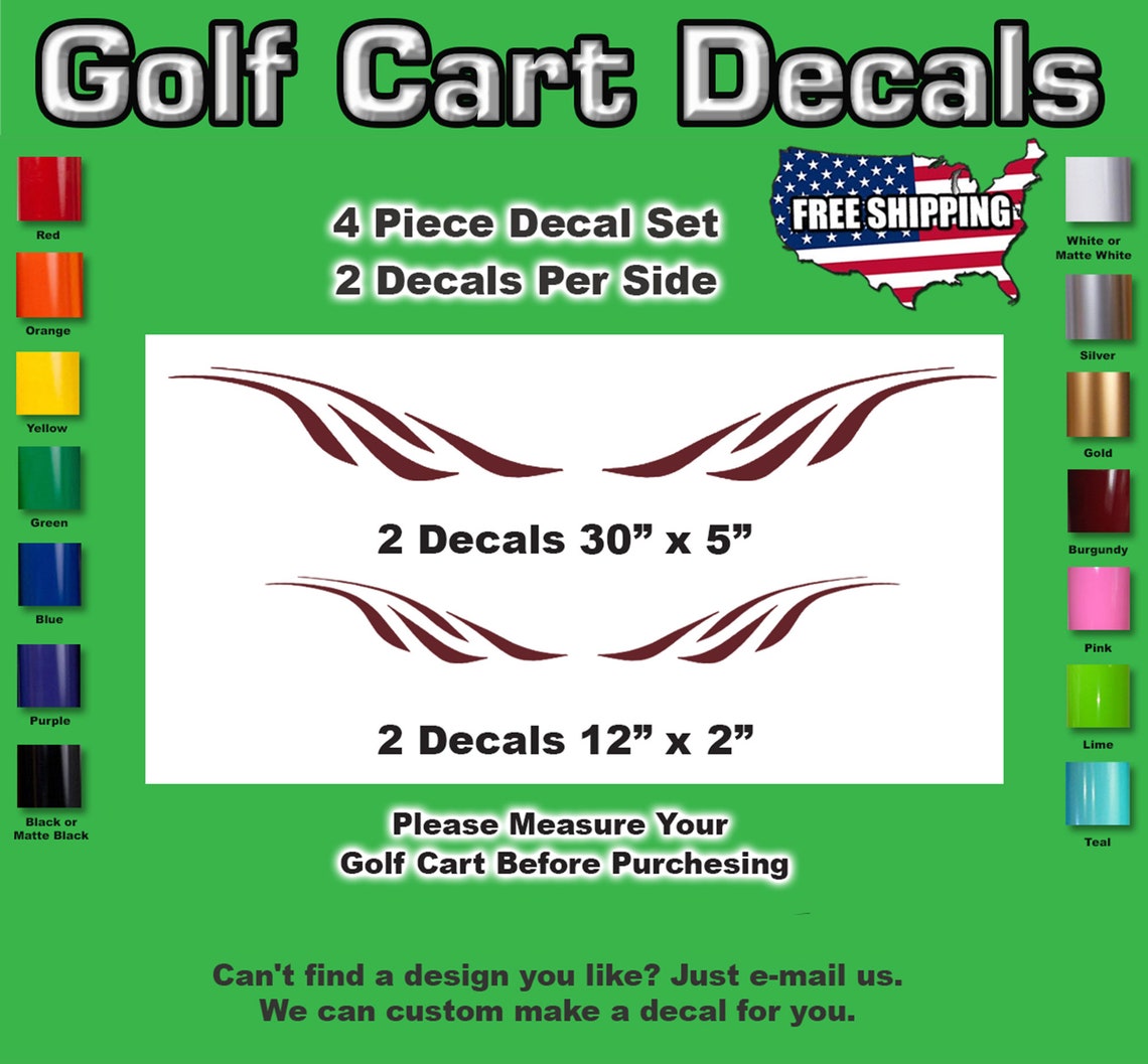 Golf Cart Vinyl Decal Graphics Right Left & Front - Etsy