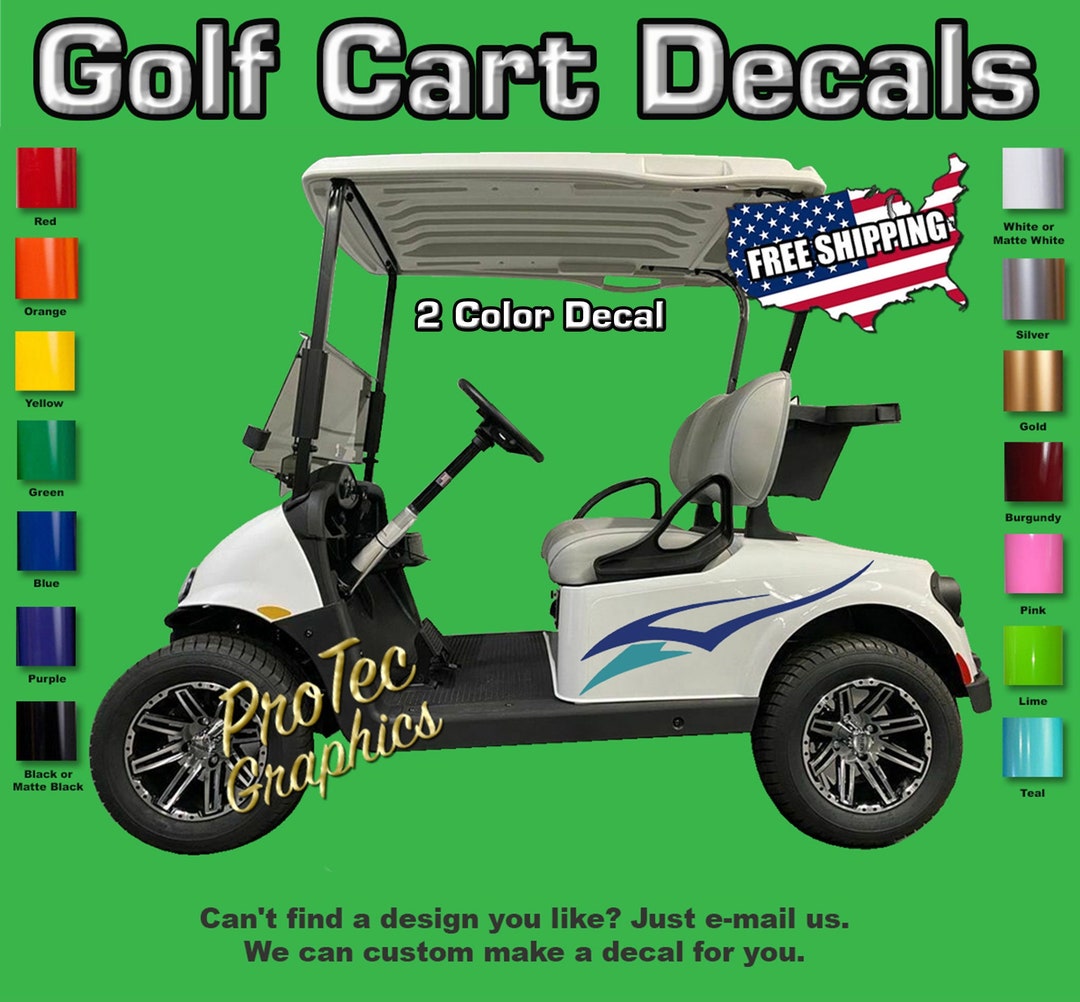 Golf Cart Vinyl Decal Graphics - Right & Left Sides 2-color Vinyl ...