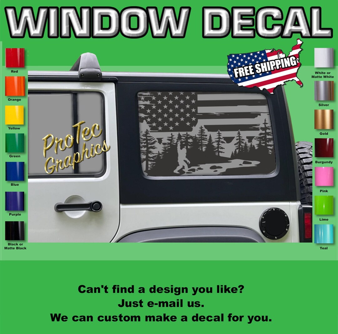 Jeep Rear Window Vinyl Decal: Bigfoot Peace Sign - JKU JLU 4 Door (2018 ...