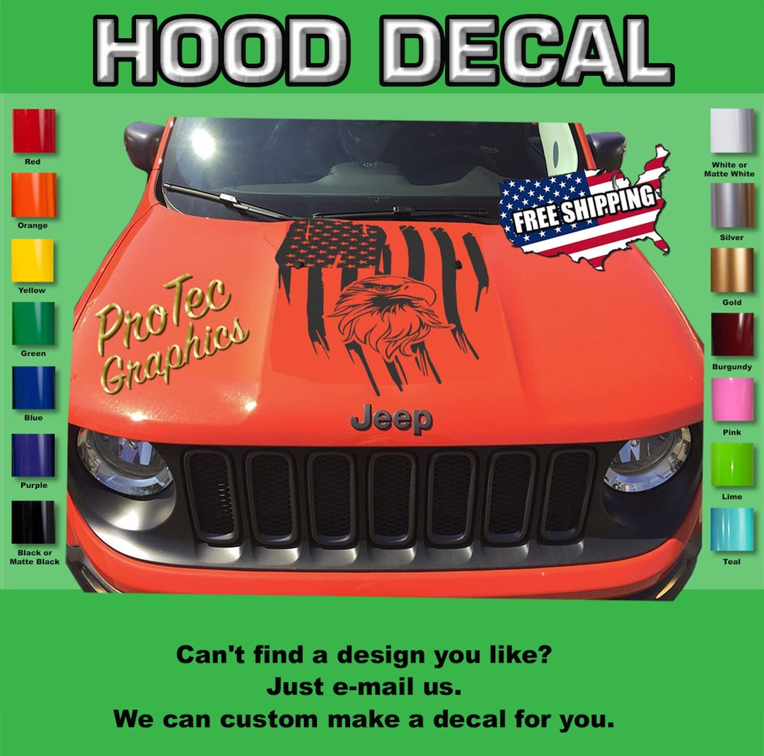 Hood Vinyl Decal Graphics Fits Jeep Renegade Ren-198- Blackout ...