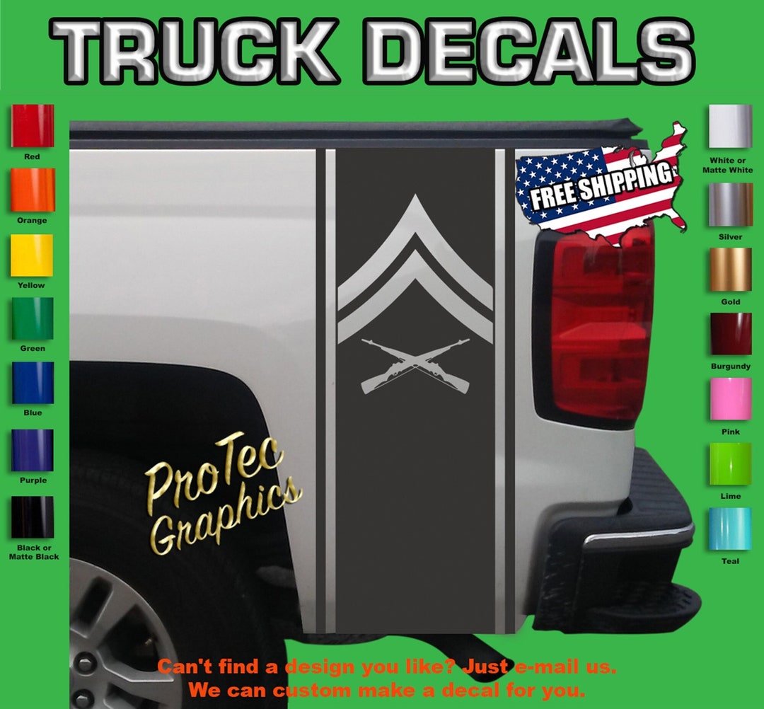 Truck Rear Bed Racing Stripes Fits Chevy, Dodge, Ford, Nissan, Toyota T ...