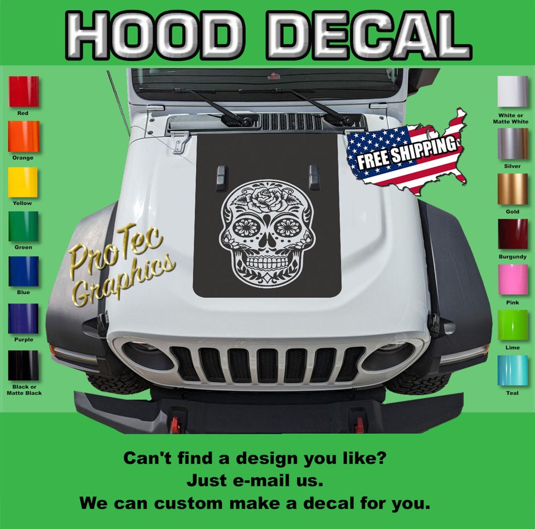 Hood Vinyl Decal Graphics Fits: Jeep Wrangler JL & Gladiator JT 2018 ...