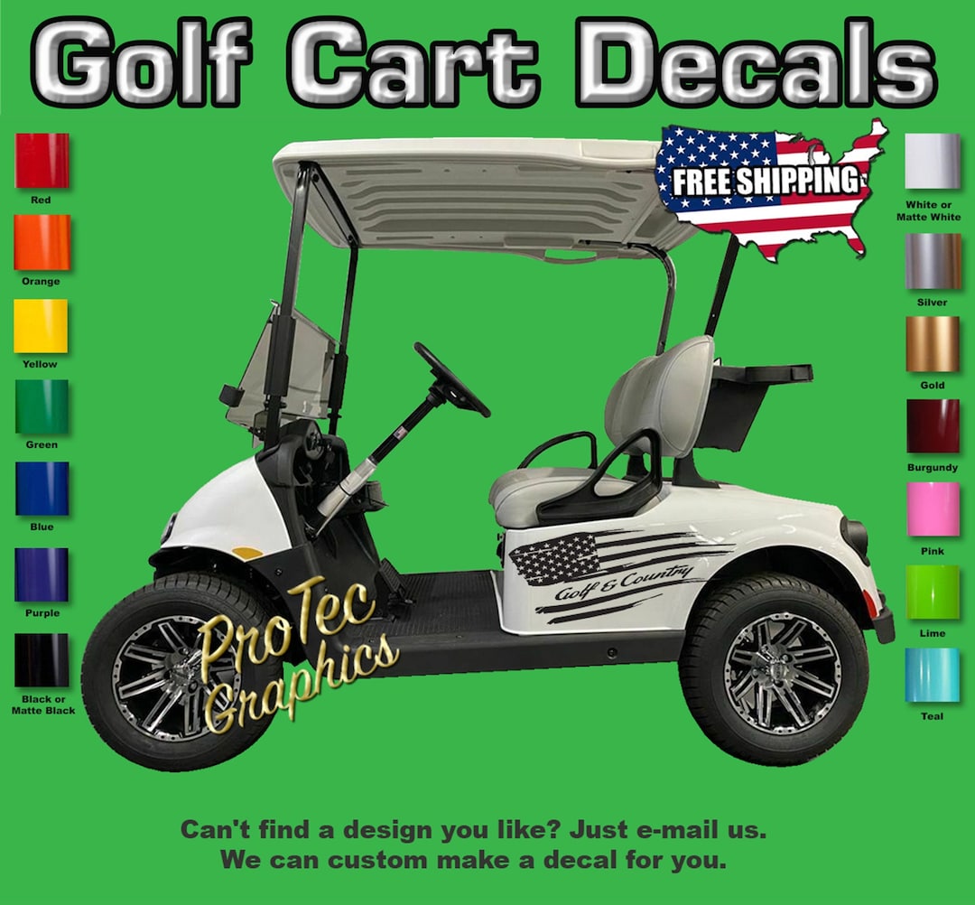 Golf Cart Vinyl Decal Graphics Set (3 Decals) GC-33 - Etsy