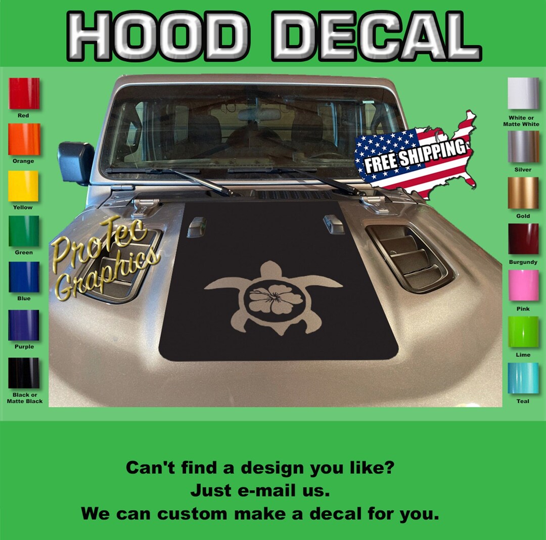 Beach Turtle Hood Vinyl Decal for Jeep Gladiator JT & Wrangler JL GL ...